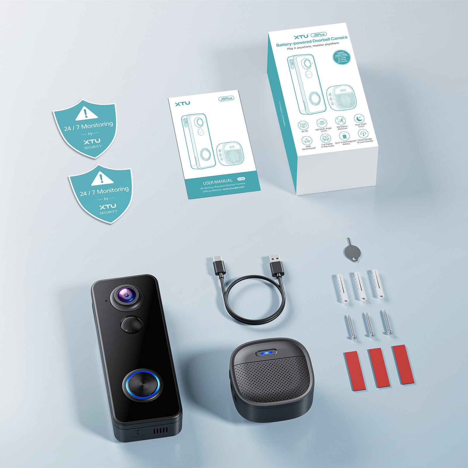 XTU J9 Plus 2K HD Video Doorbell Camera Wireless – XTUCAM